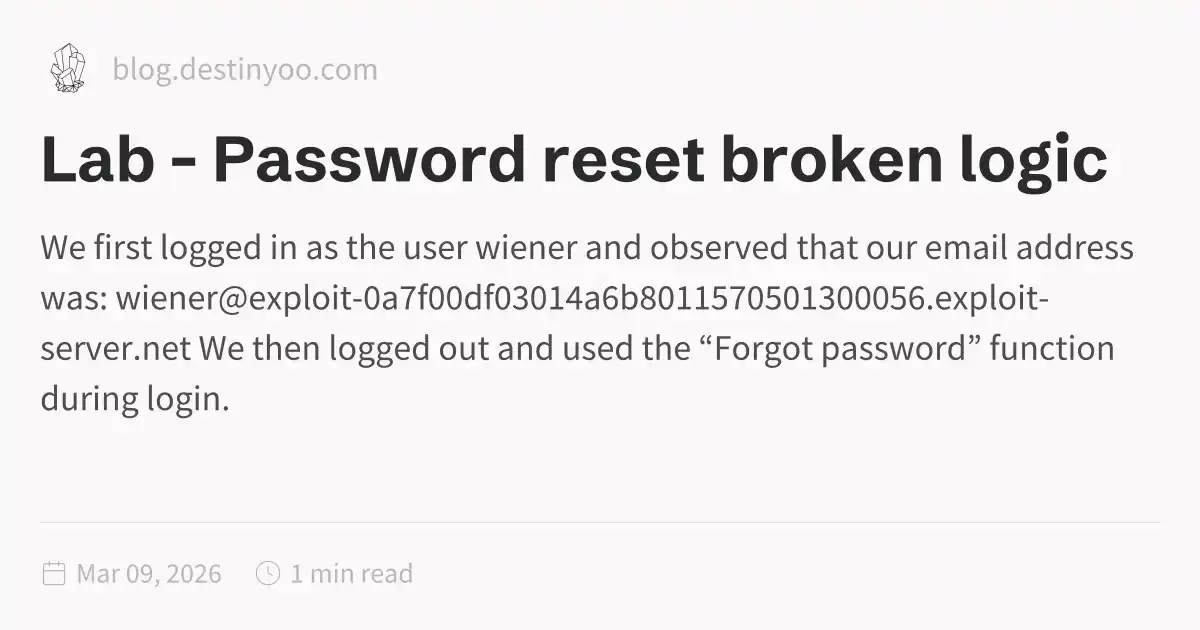 Lab - Password reset broken logic